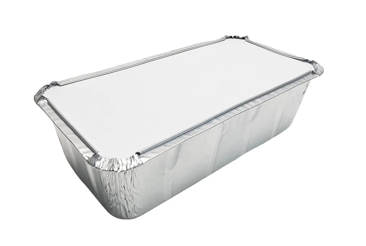 2 lb. Disposable Aluminum Loaf Pan with Crimp-on Board Lid - Case of ...